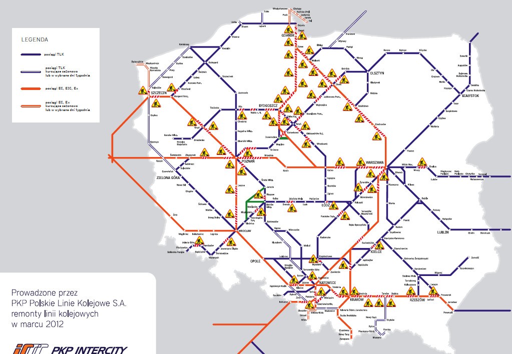 PKP Intercity. Zmiany w ruchu pociągów w marcu 2012 r. [MAPA] - Kraków ...